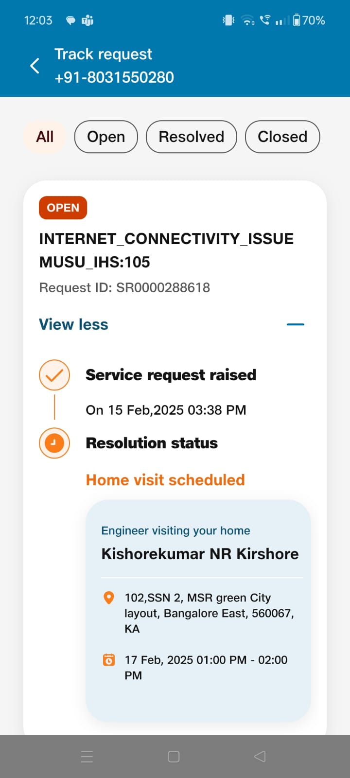 3 days internet connection not available, not responding Jio fiber team ...