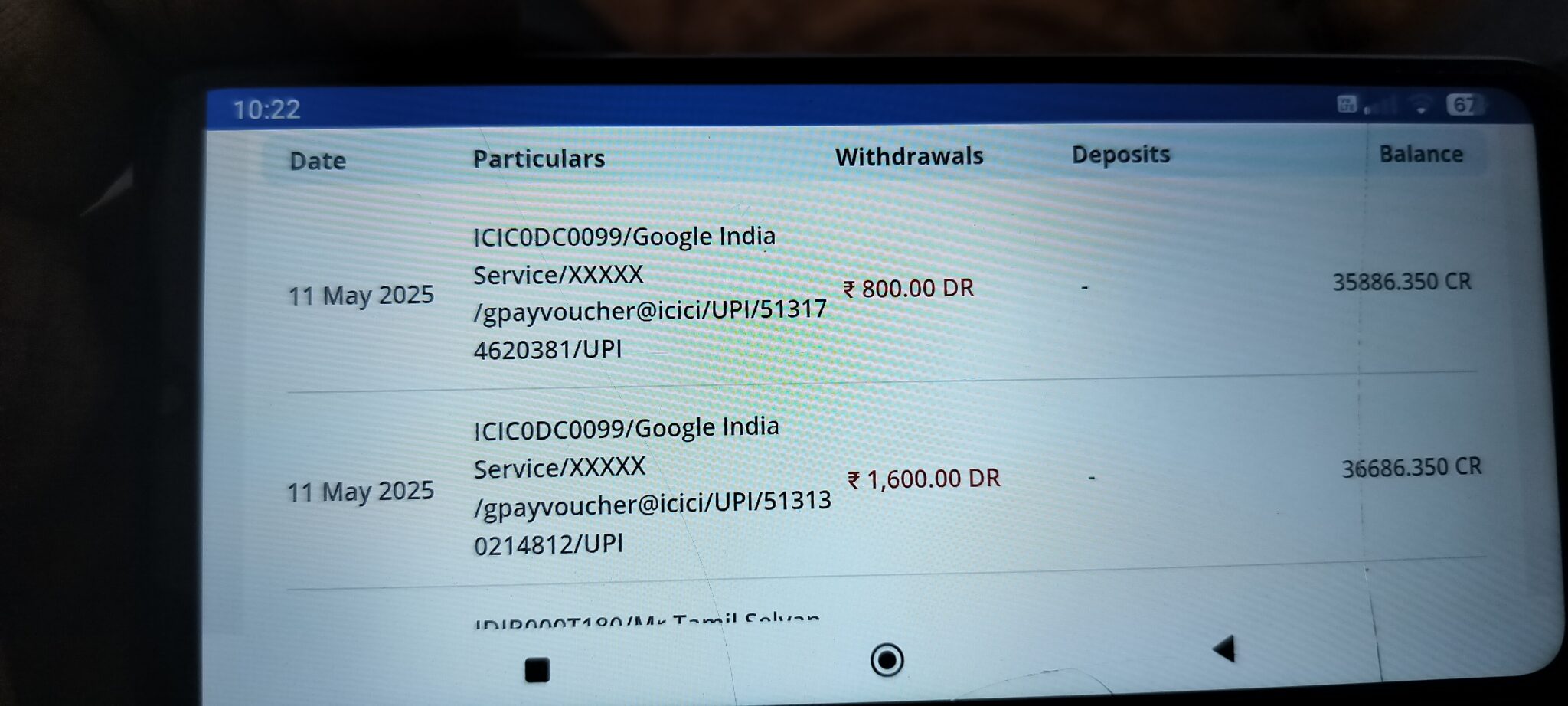Fraud transaction Google pay-ifsc coder icic0dc0099 | Consumer ...