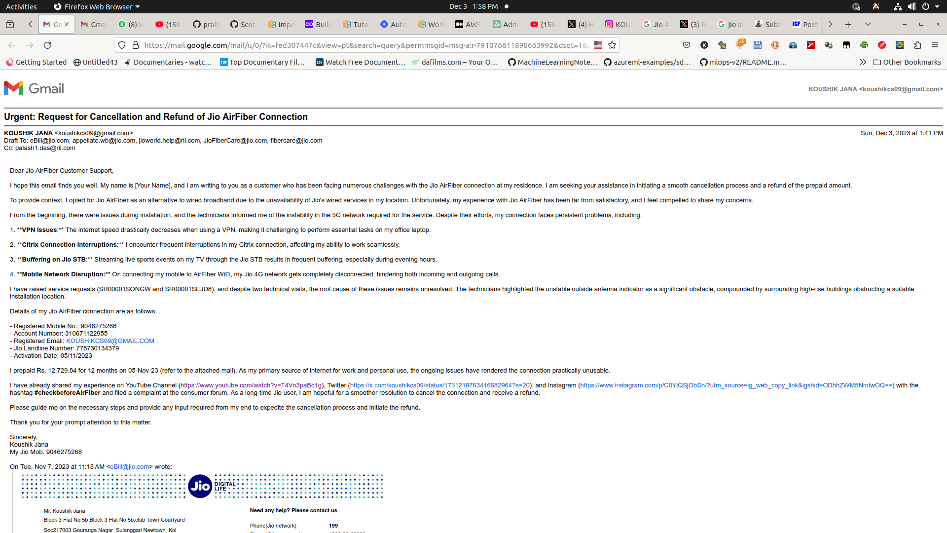 COMPLAINT: Jio AirFiber Nightmare – Beware, Consumers! | Consumer ...