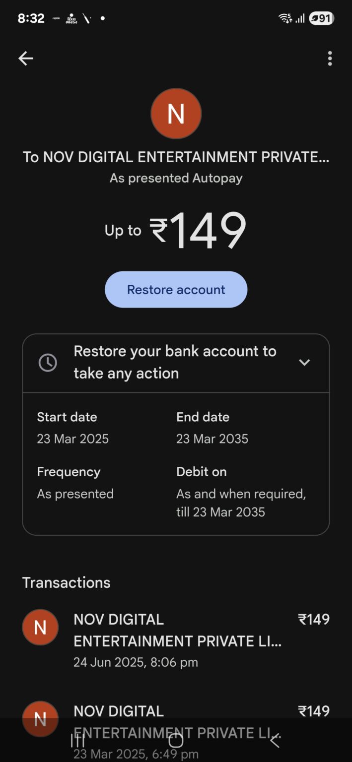 Auto Pay by NOV digital entertainment private company i can’t even ...